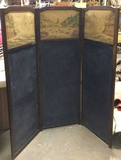 Vintage Embroidered Tapestry Three Part Screen