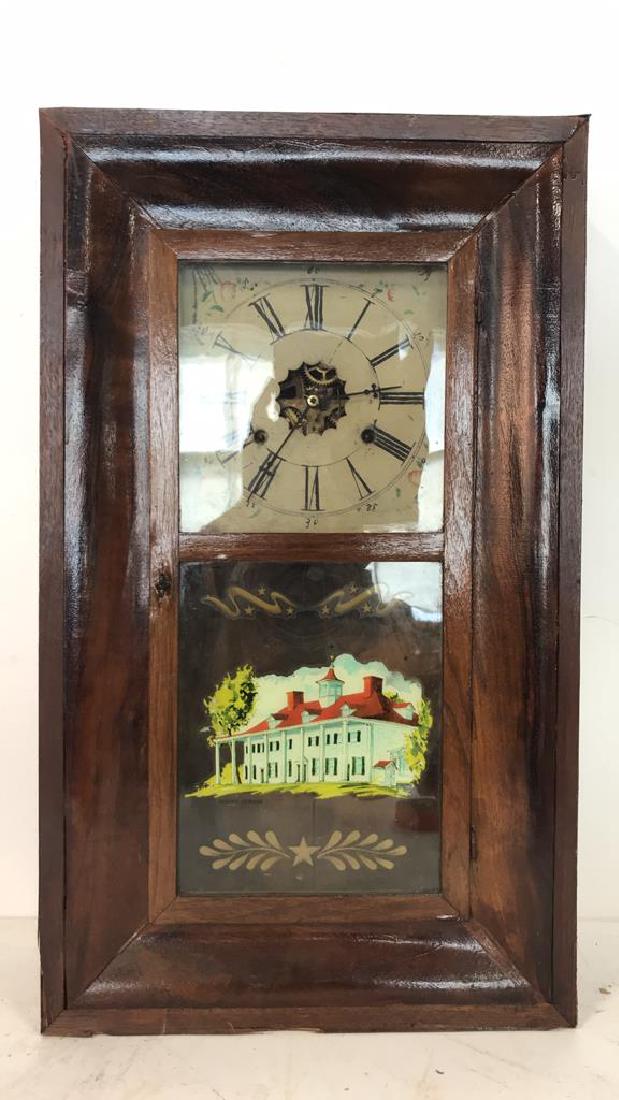 Vintage Ogee Clock With Plantation Scene