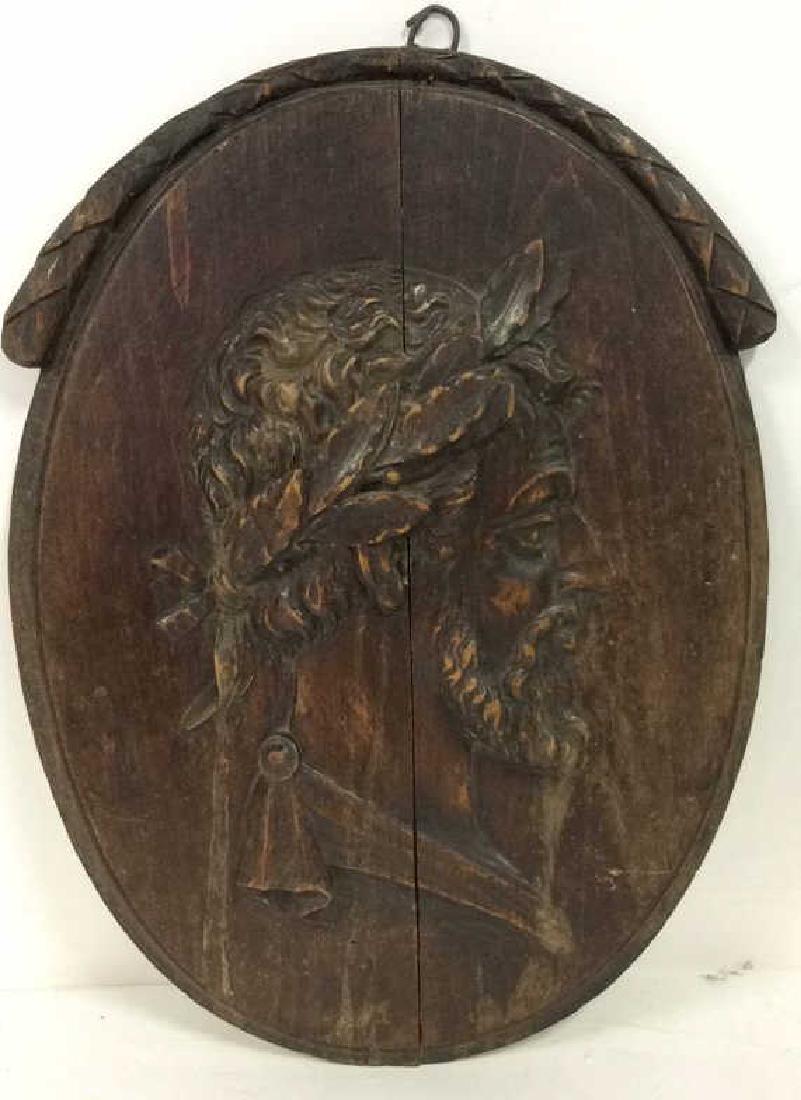 Vintage Carved Wooden Bust Wall Art