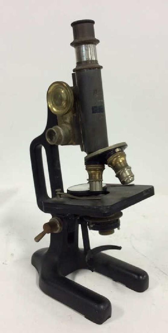 Antique Iron Brass Metal German Microscope