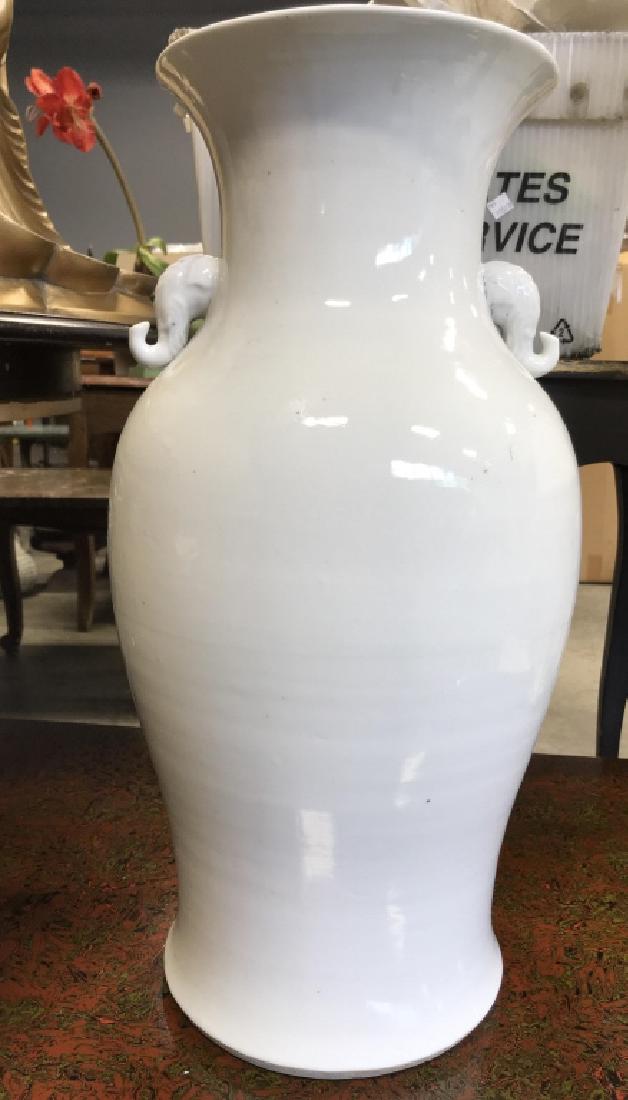 Large Handled White Porcelain Ceramic Vase