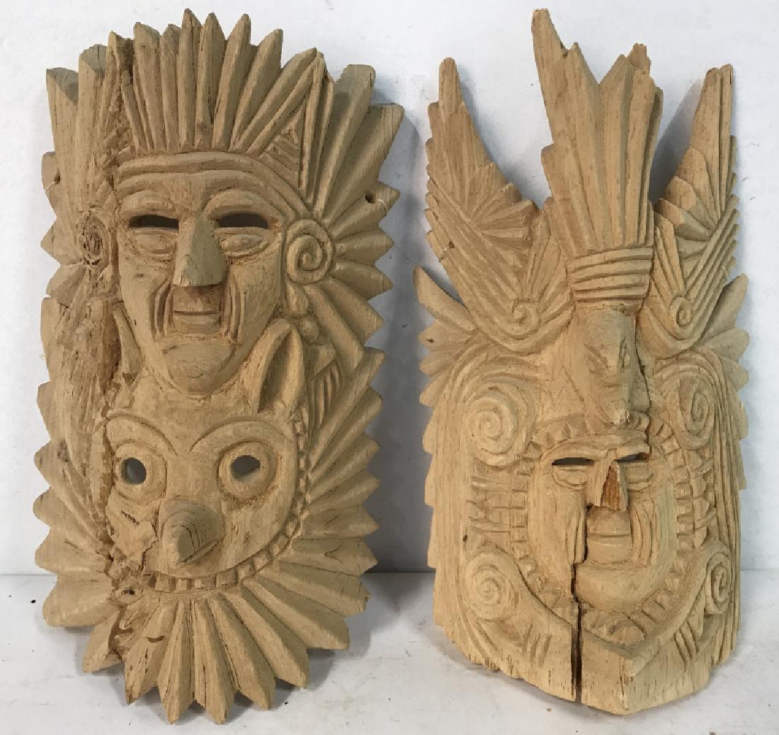Lot 2 Intricately Carved Wooden Masks
