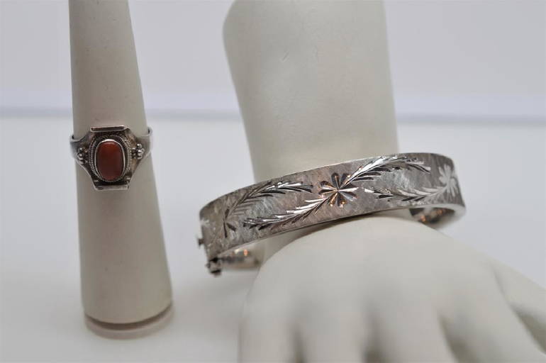 Antique Sterling Silver Bangle Bracelet&ring