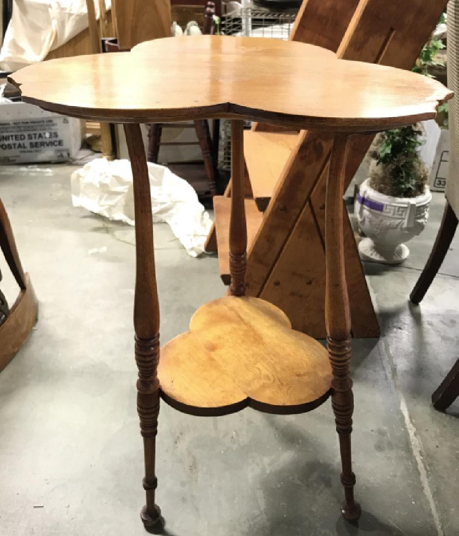 Carved Wooden 3 Leaf Clover Shaped Table
