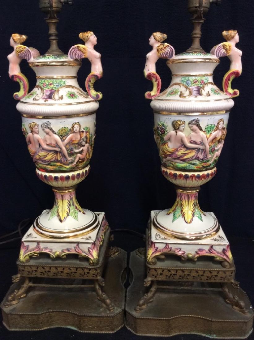 Pair Antique Capodimonte Table Lamps