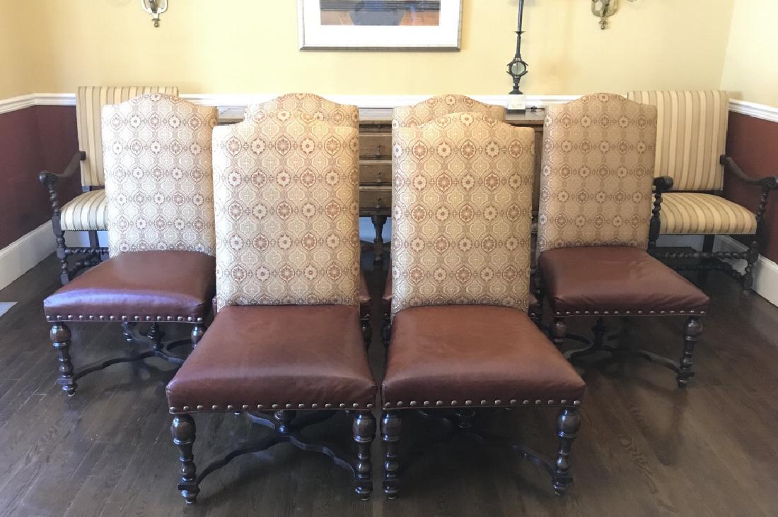 Set 6 Upholstered Dining Chairs W Turned Legs