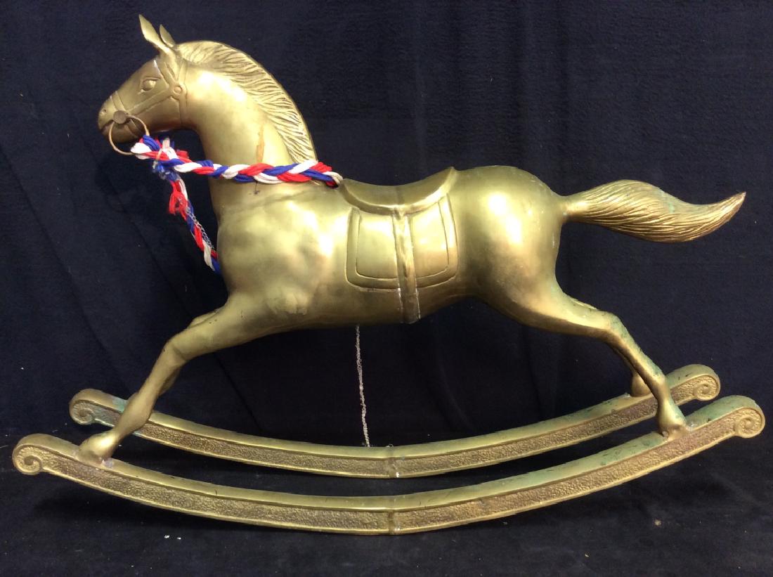 Vintage Gold Toned Brass Rocking Horse