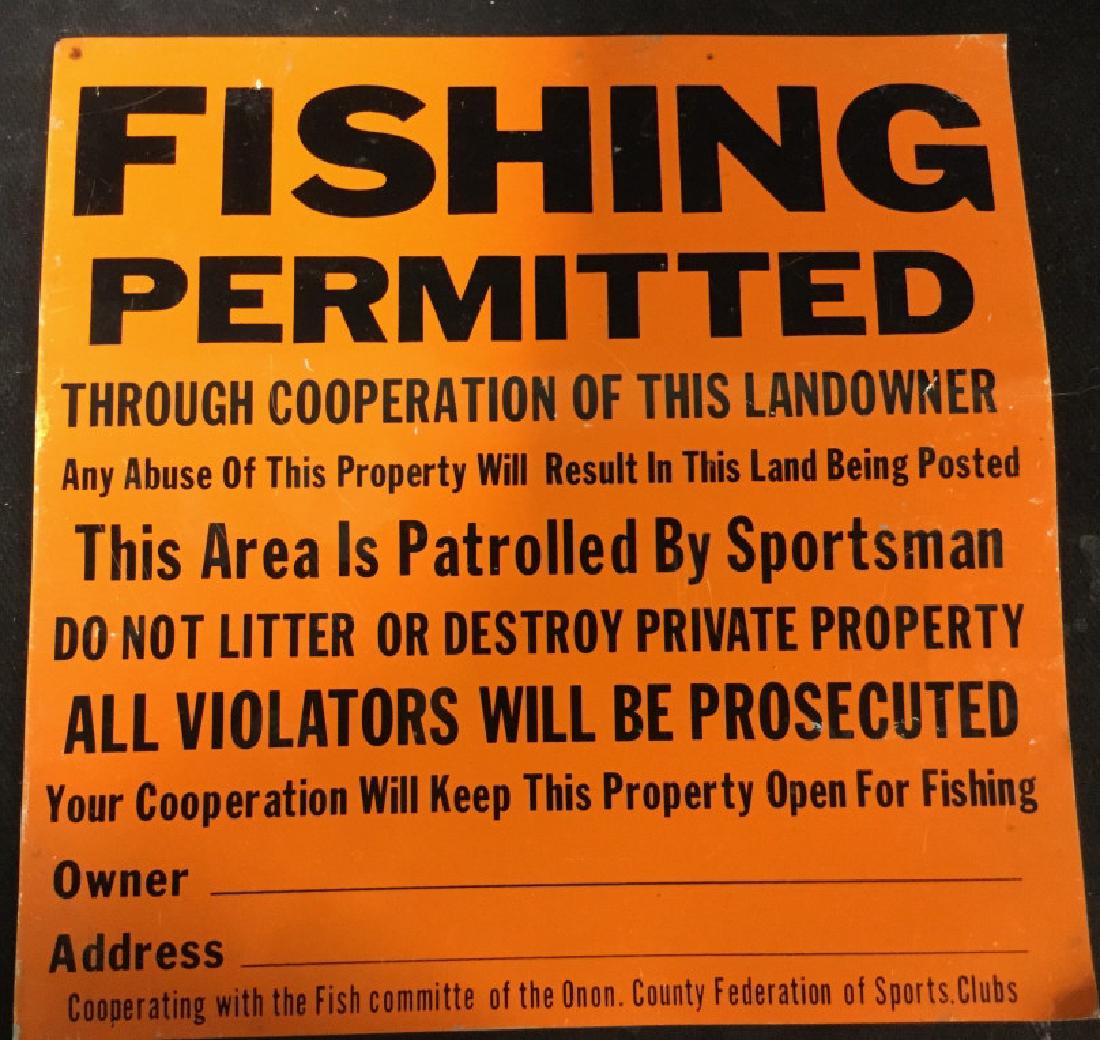 Vintage Fishing Permitted Sign
