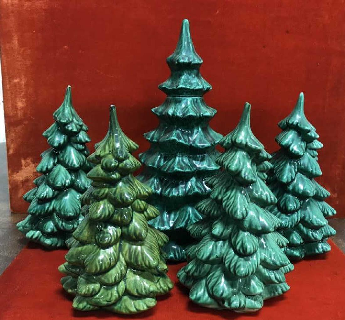 Set of 5 Ceramic Evergreen Trees
