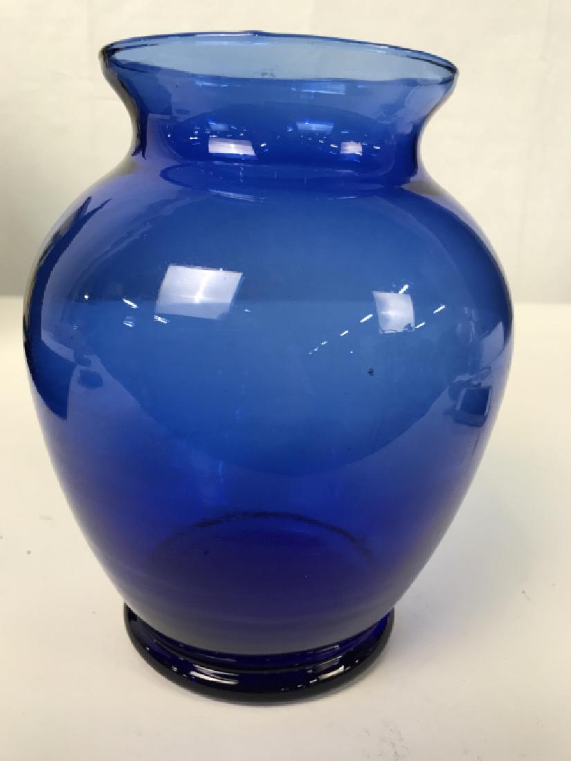 Vintage Bohemian Blue Art Glass Vase,