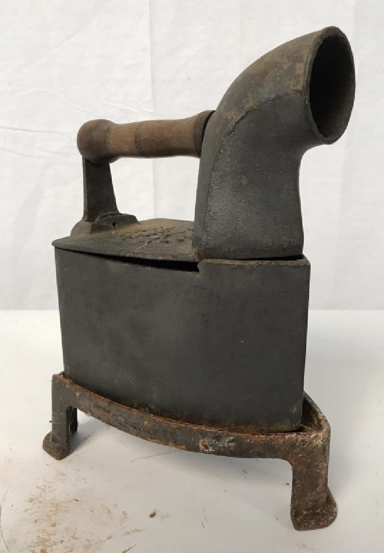 Pos Antique Cast Iron Coal Iron W Stand