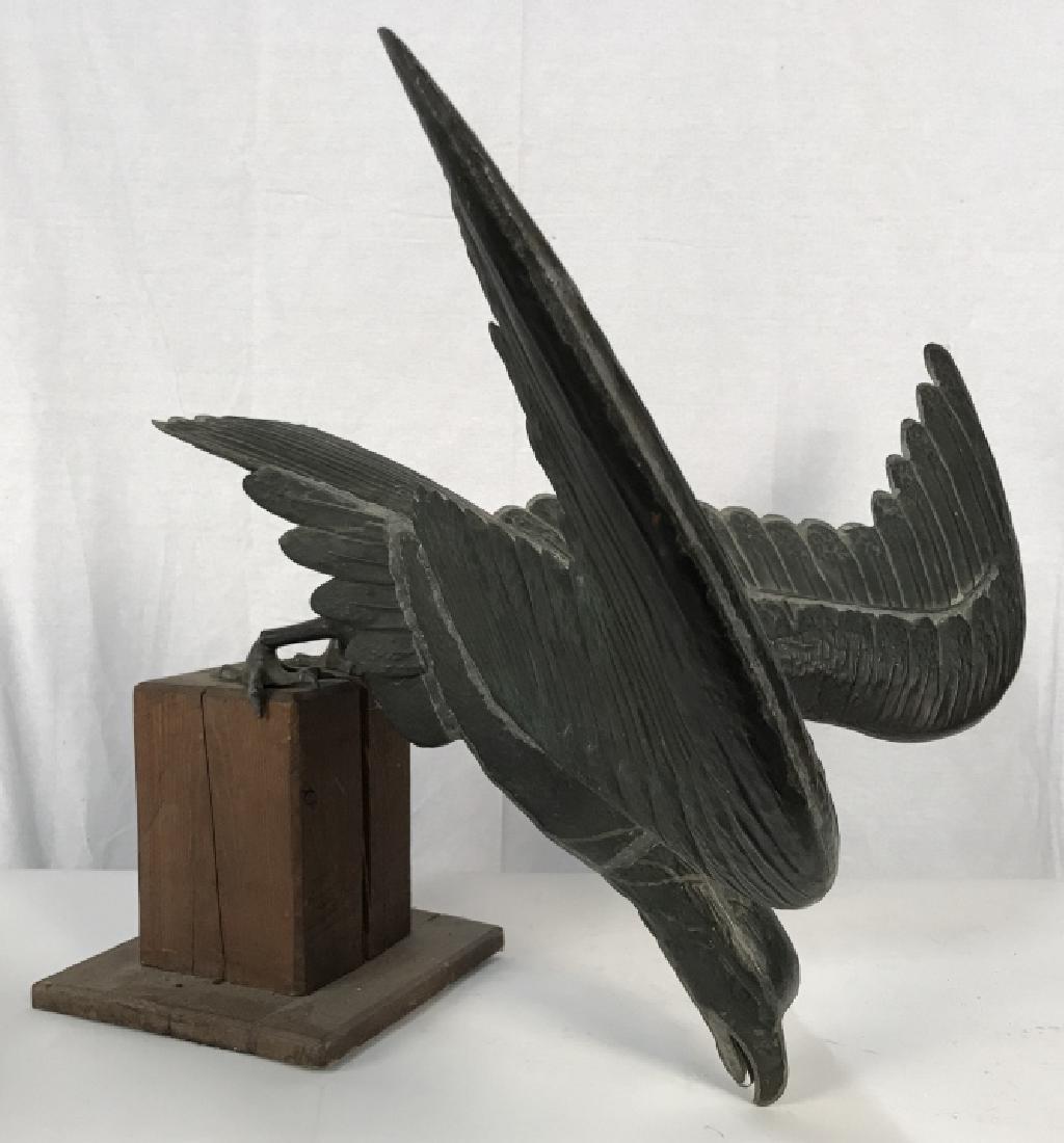 Copper Sculpture of Hawk Eagle Before Flight