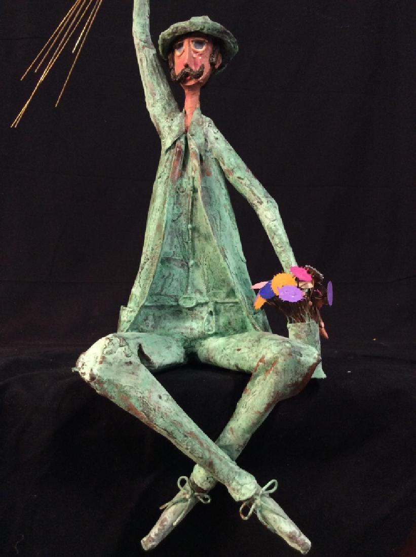 JIM LEWK Copper Sculpture Seated Balloon Man