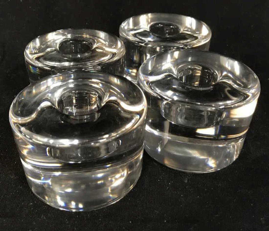 Set 4 Orrefors Signed Glass Candle Holders