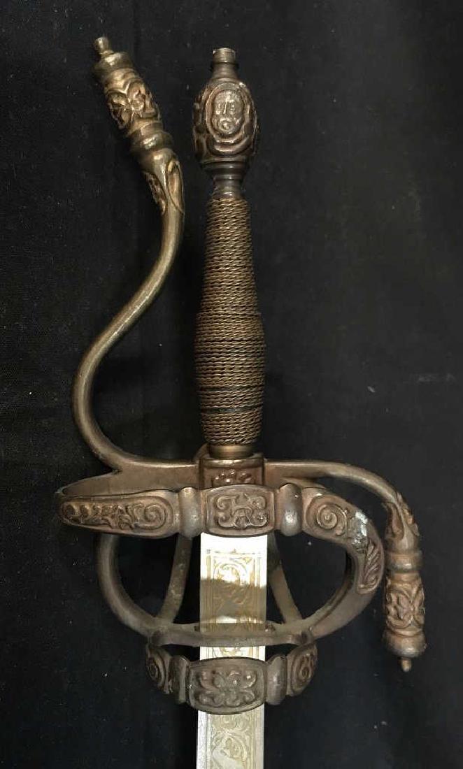 Antique Presentation Sword W Ringed Swept Hilt