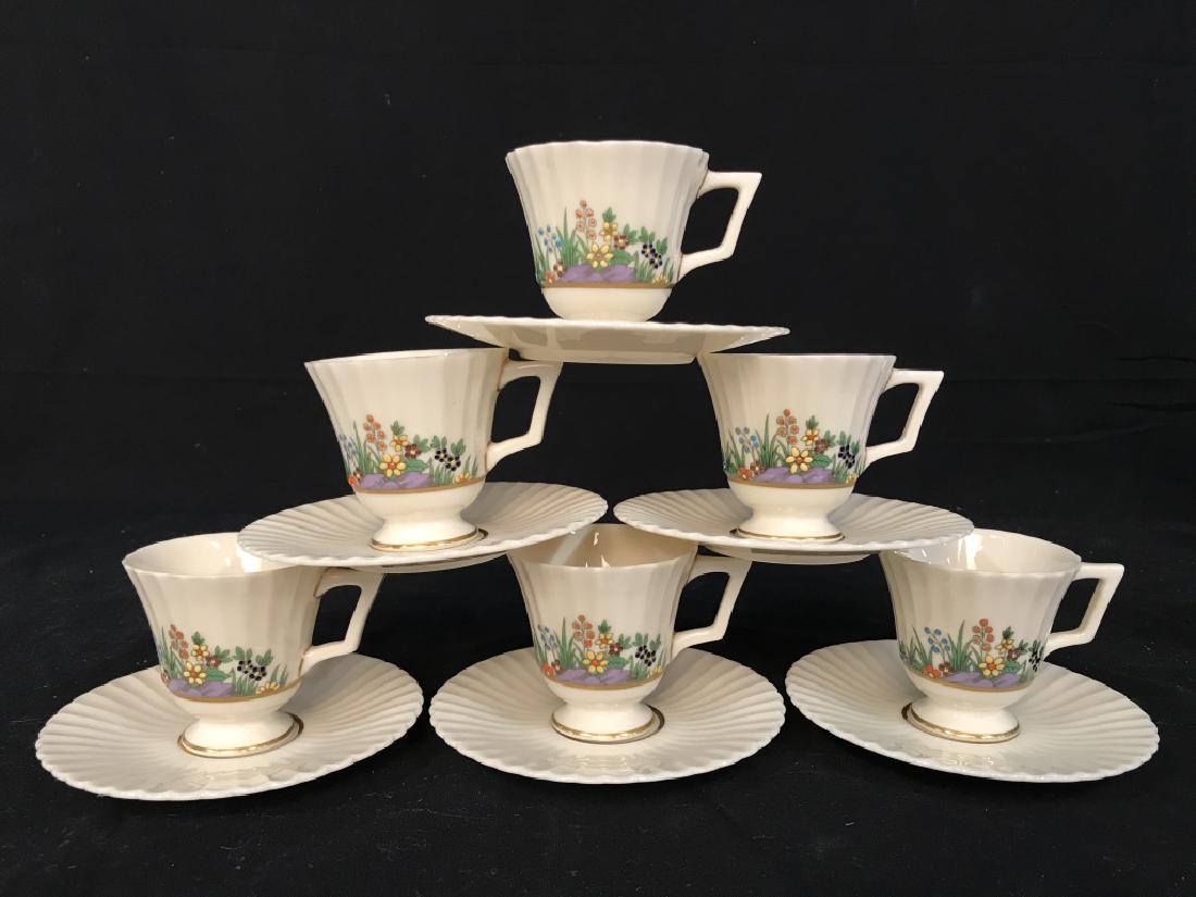 Set 6 Lenox Rutledge Pattern Tea Cups And Saucers