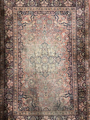 Vintage Handmade Indian Silk Rug