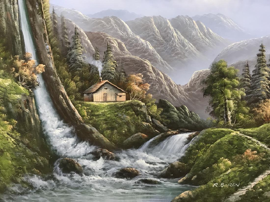 Signed R. BOREN Oil on Canvas, Cabin & Mountains - May 15, 2019 | The ...