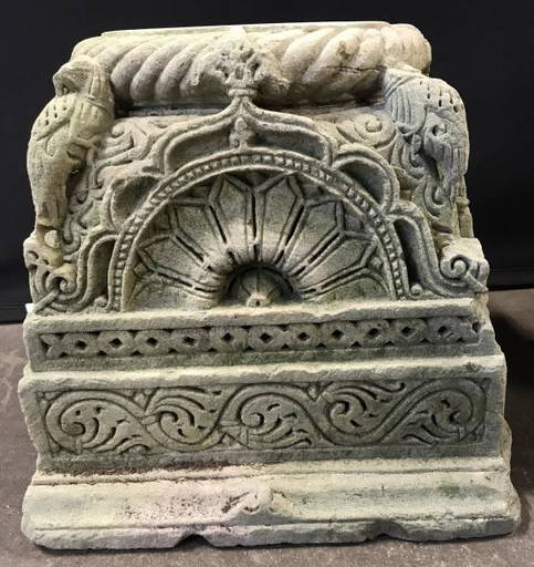 Pair Antique Carved Sandstone Indian Column Bases
