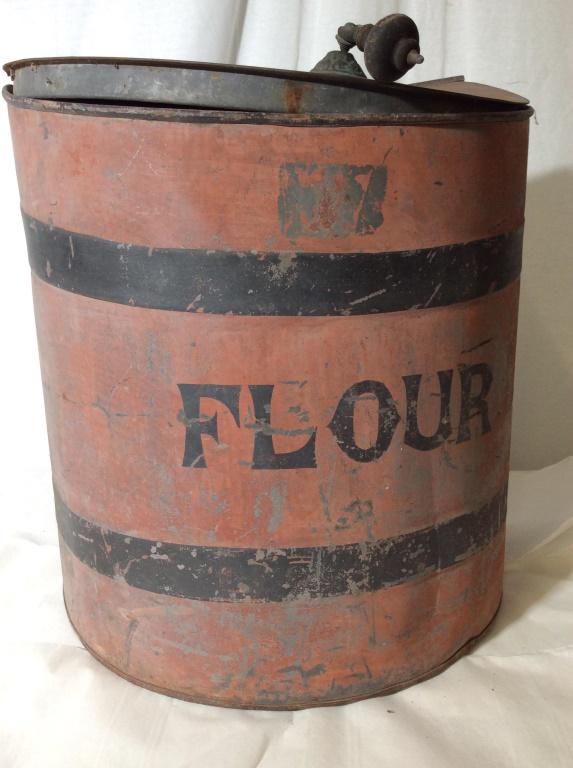 Antique Commercial Metal Flour Barrel | Barnebys