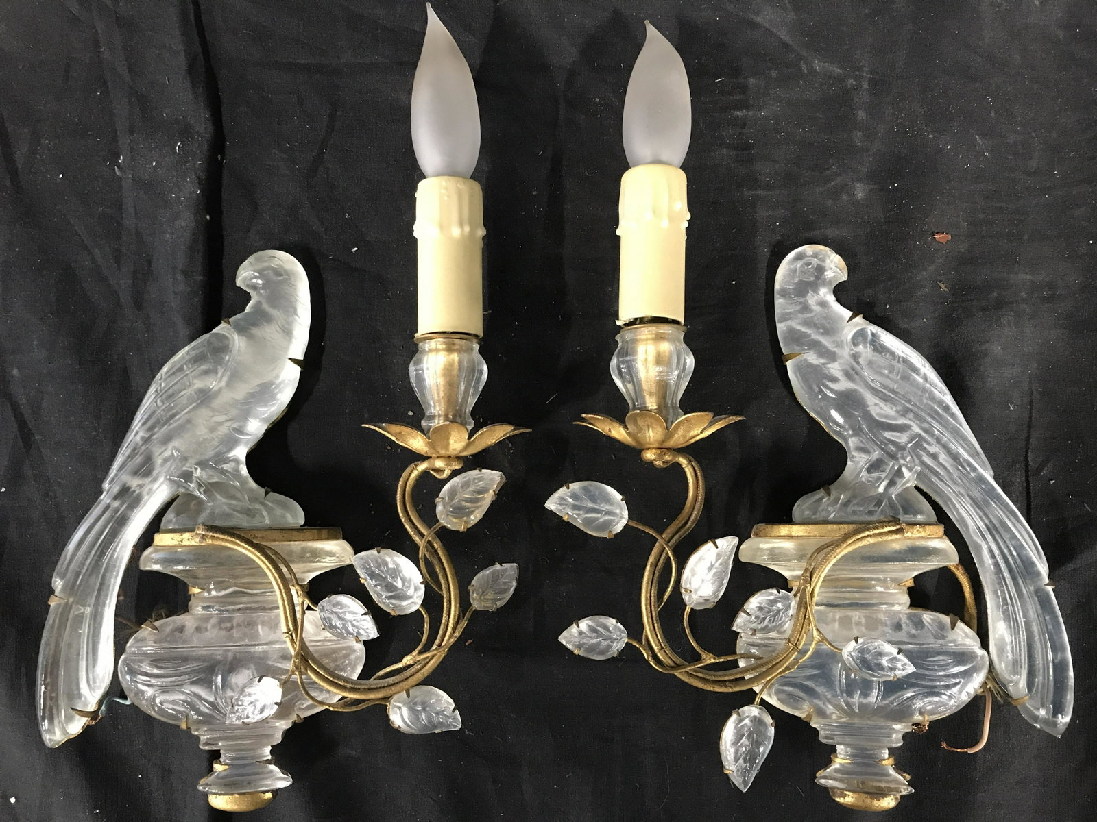 Pair Art Glass Bird Detailed Wall Sconces - Mar 18, 2020 | The Benefit ...