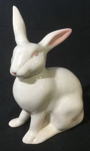 Hand Painted Glazed Ceramic Rabbit Sculpture