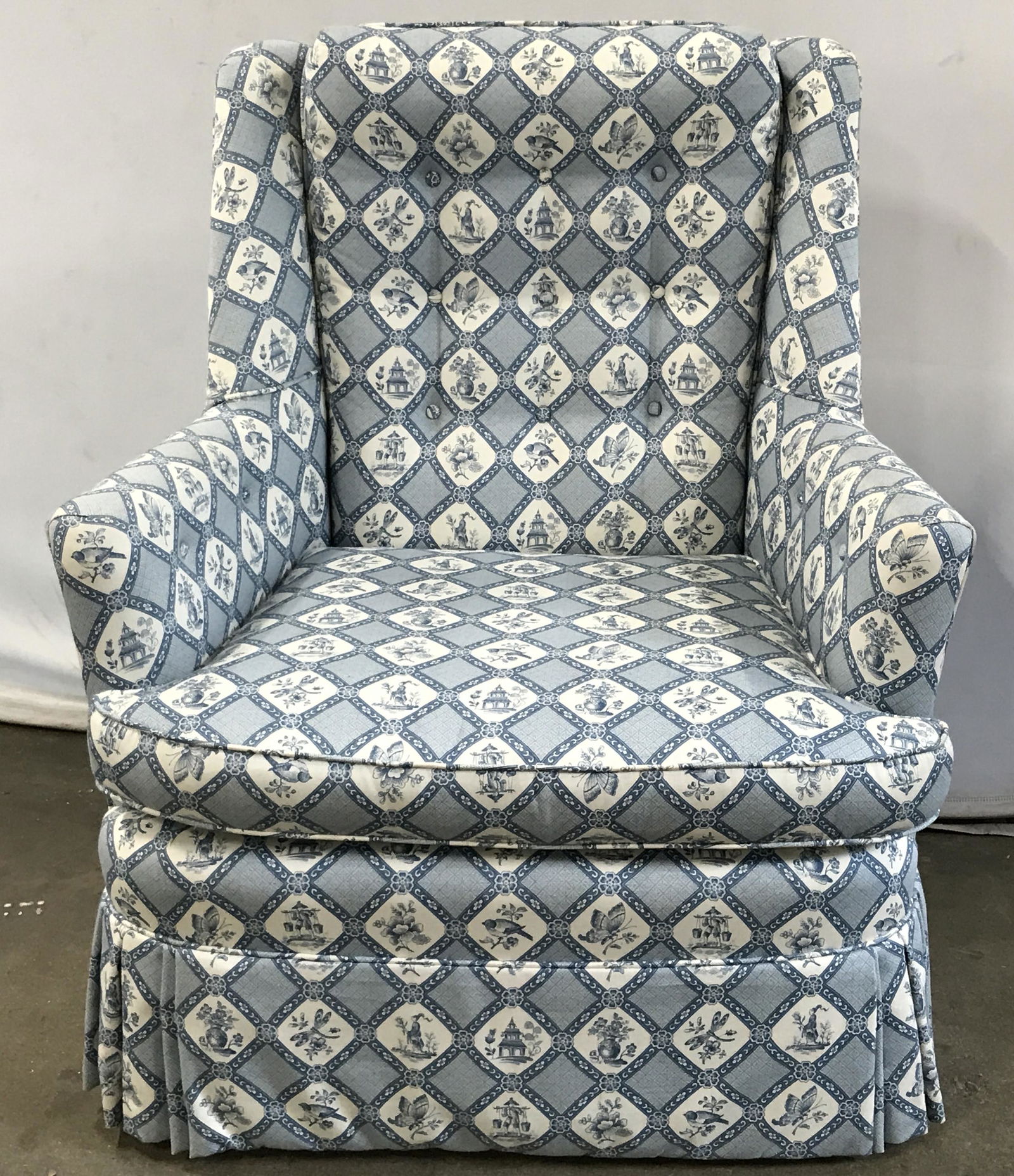 Custom Upholstered Wing Chair Toile Design - Aug 26, 2020 | The Benefit ...
