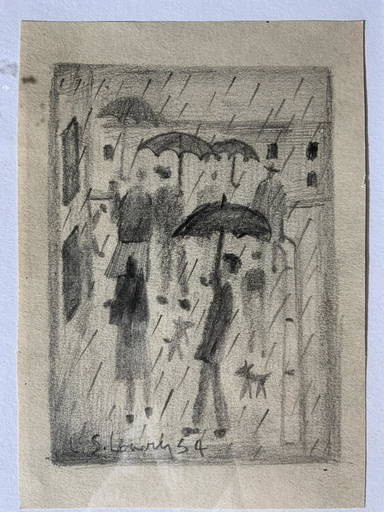 Signed Pencil Drawing Attributed To Ls Lowry