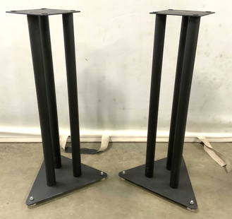 Pair Mirrored Triangle Pedestal Stands. Table Bases. Wood Framed.