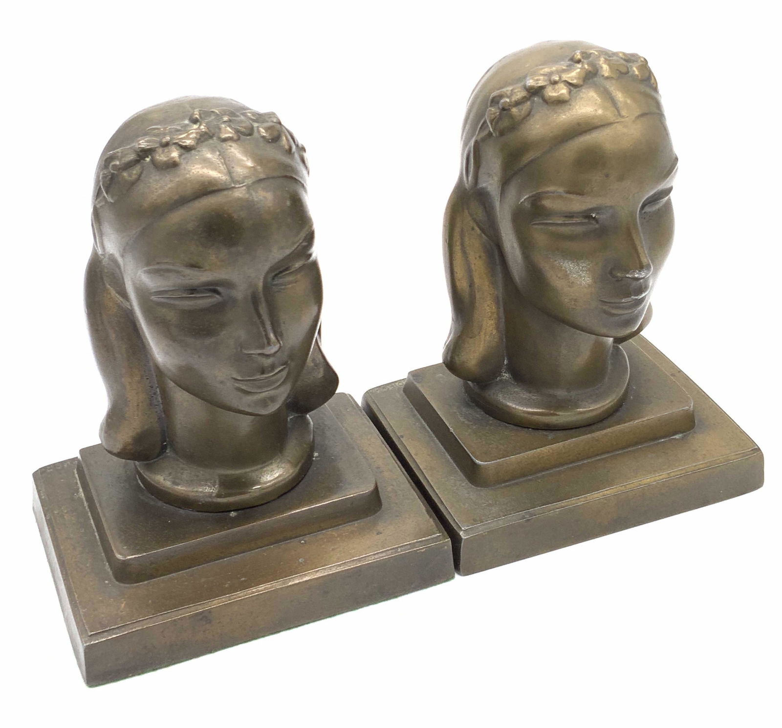 Pr Vintage FRANKART Art Deco Female Bust Bookends | Barnebys