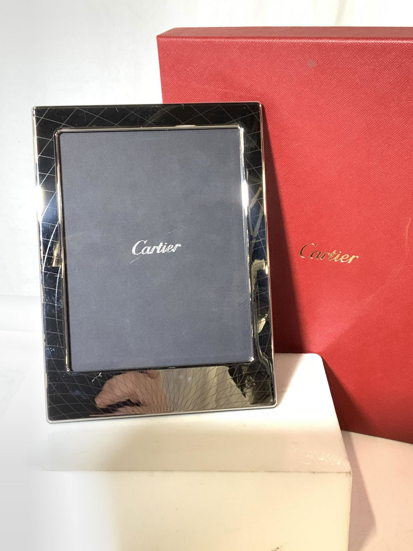 Cartier Silver Picture Frame In Original Box, Sp