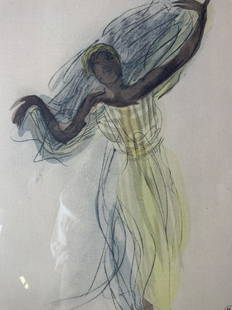 Auguste Rodin, Cambodian Dancer, Watercolor