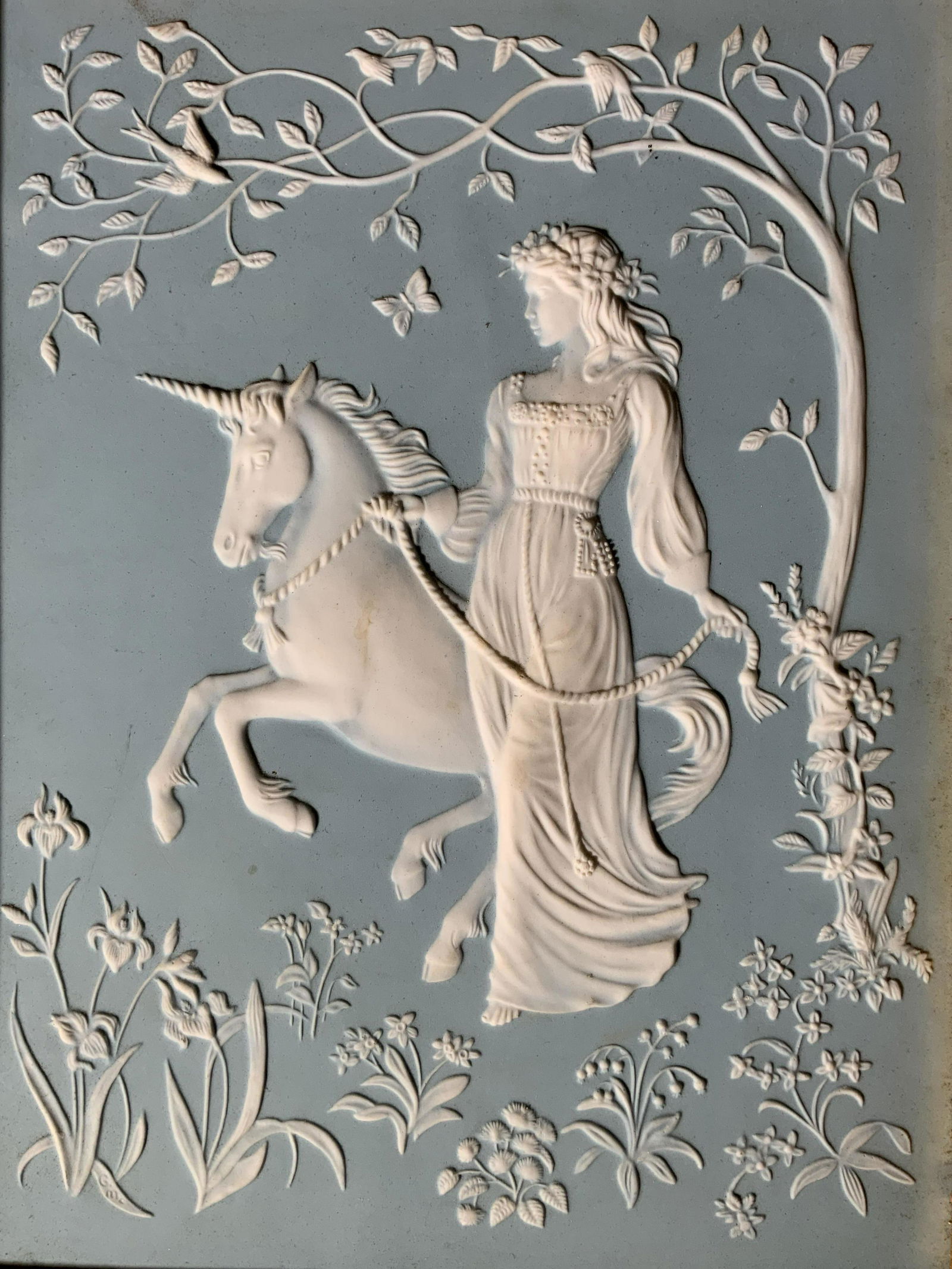 George Mcmonigle Lady & Unicorn Porcelain Panel