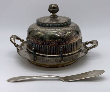 Antique Silver Plated Dome Butter Dish