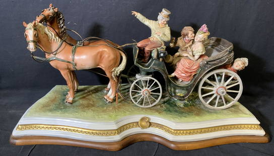 Rococo Figural Porcelain Horse Carriage
