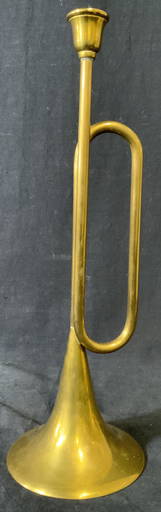 Vintage Brass Bugle Candle Stick Holder