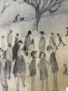 Signed Pencil Drawing Attributed To Ls Lowry
