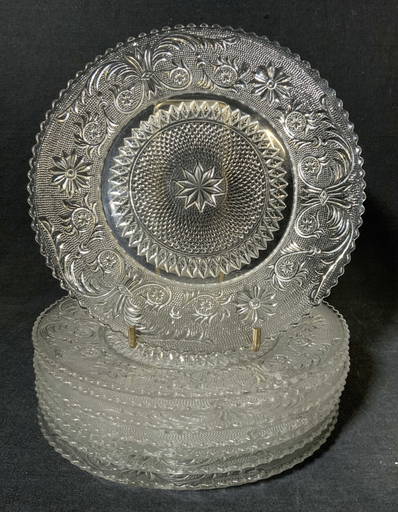 Set 8 Pressed Glass Plates