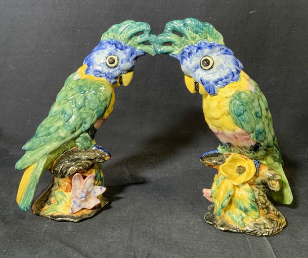 Pair Stangl Pottery Ceramic Parrot Sculptures