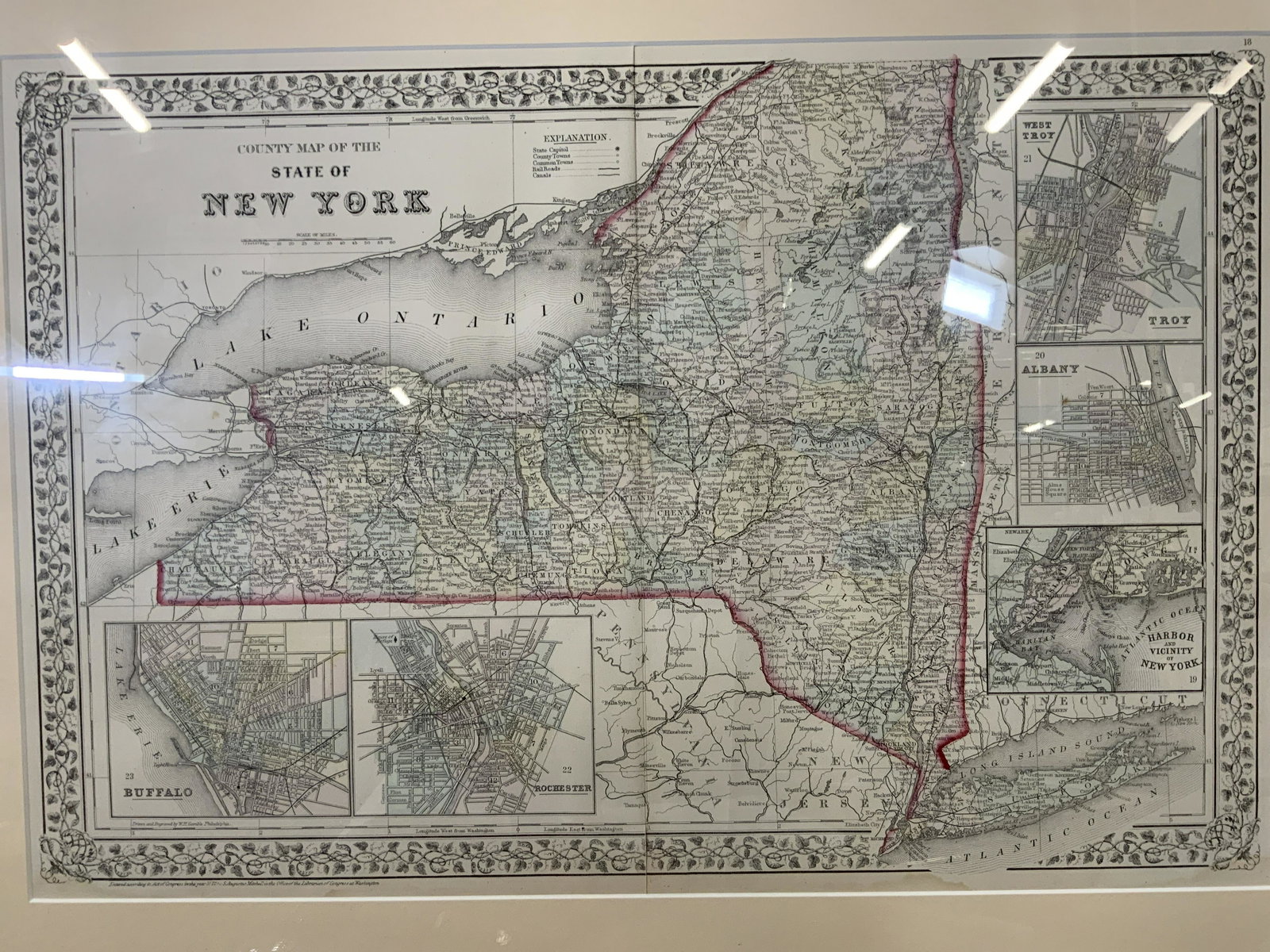 Antique County Map of The State of New York, 1867 | Barnebys