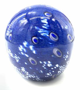 Signed Art Glass Paperweight Desktop Accessory