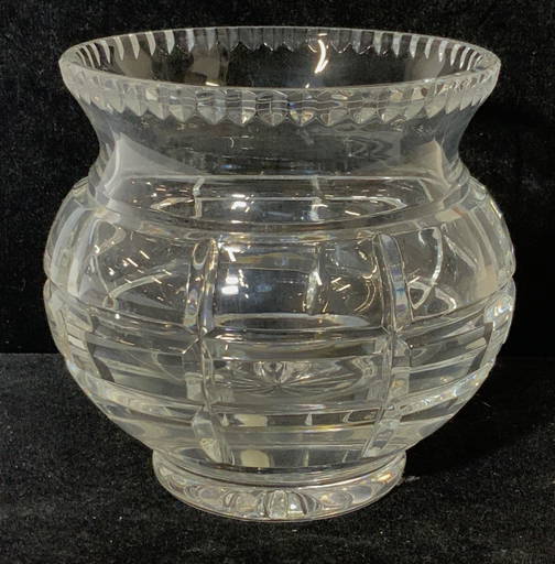 Footed Spittoon Shape Cut Crystal Vase