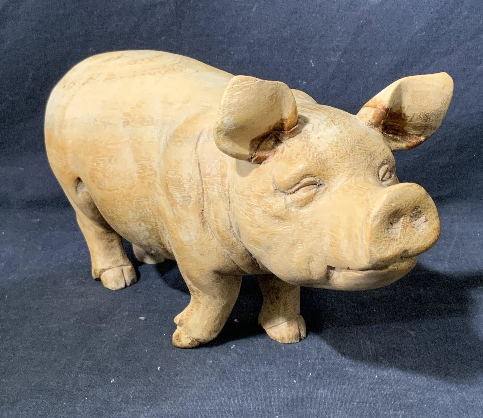 Carved wood Sculpture of Pig | Barnebys