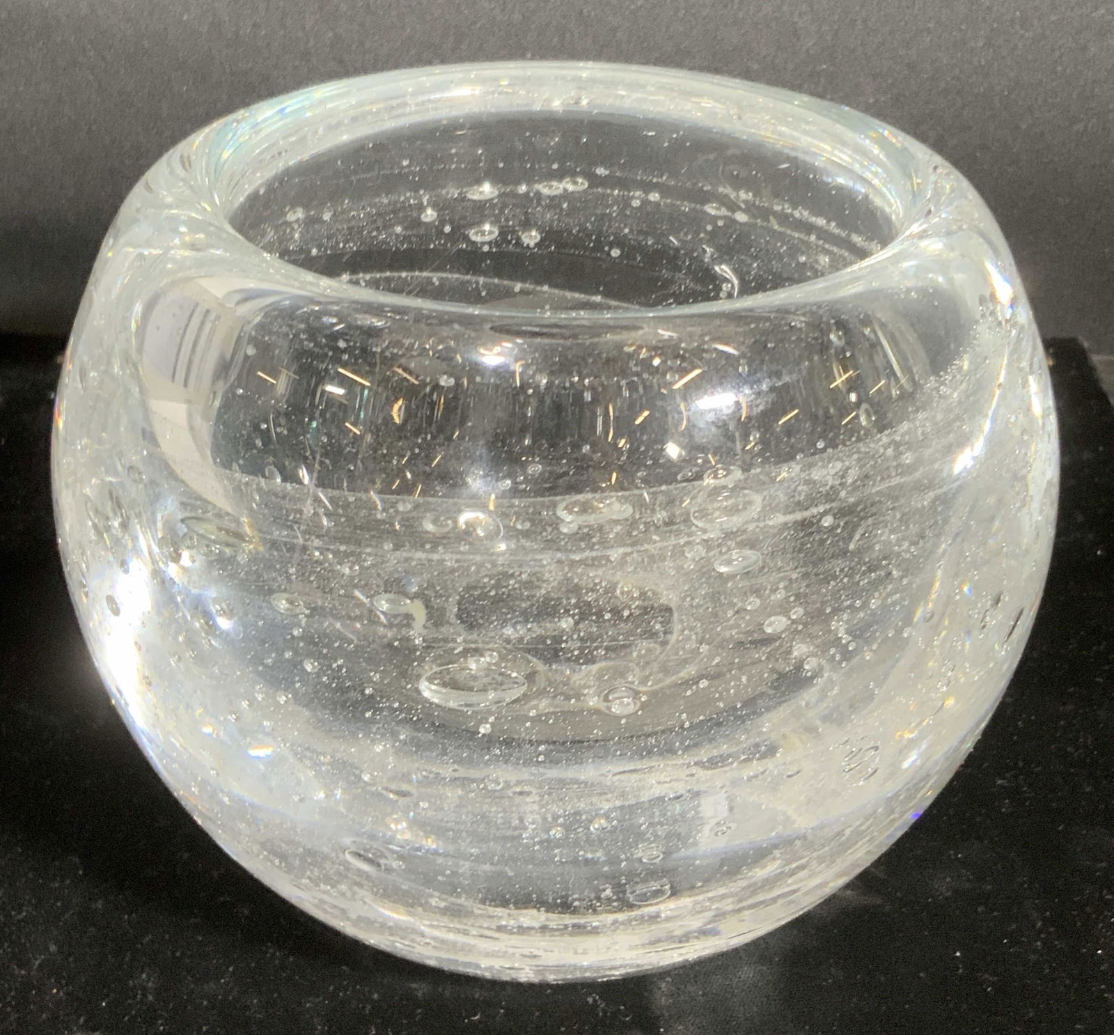 DEEBLE Signed Clear Bubble Glass Bowl / Vase | Barnebys