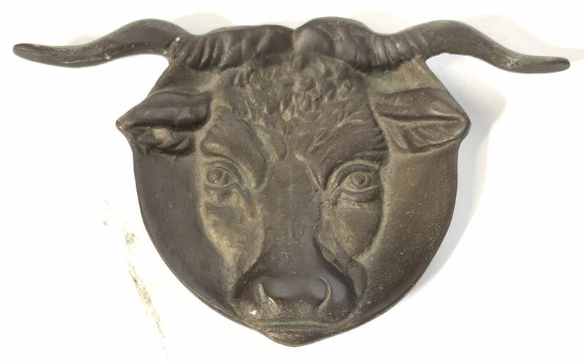 Vintage Brass Bull Head Trinket Dish