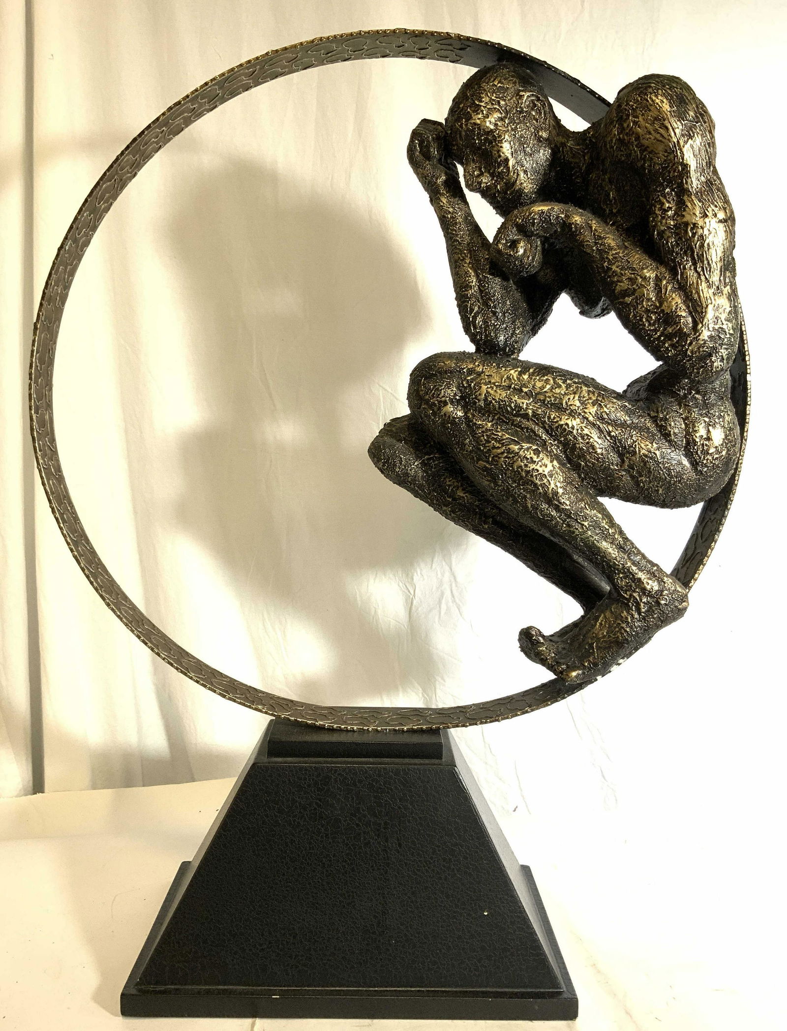 Metal Sculpture Of Split Thinking Man In Circle | Barnebys