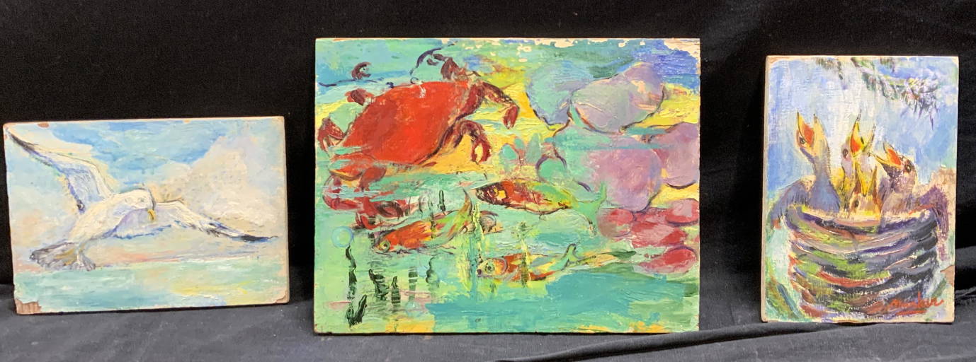 Alexandra Merker Signed Lot 3 Oil On Boards