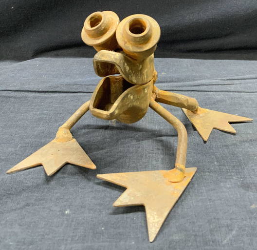 Welded Metal Brutalist Frog Sculpture