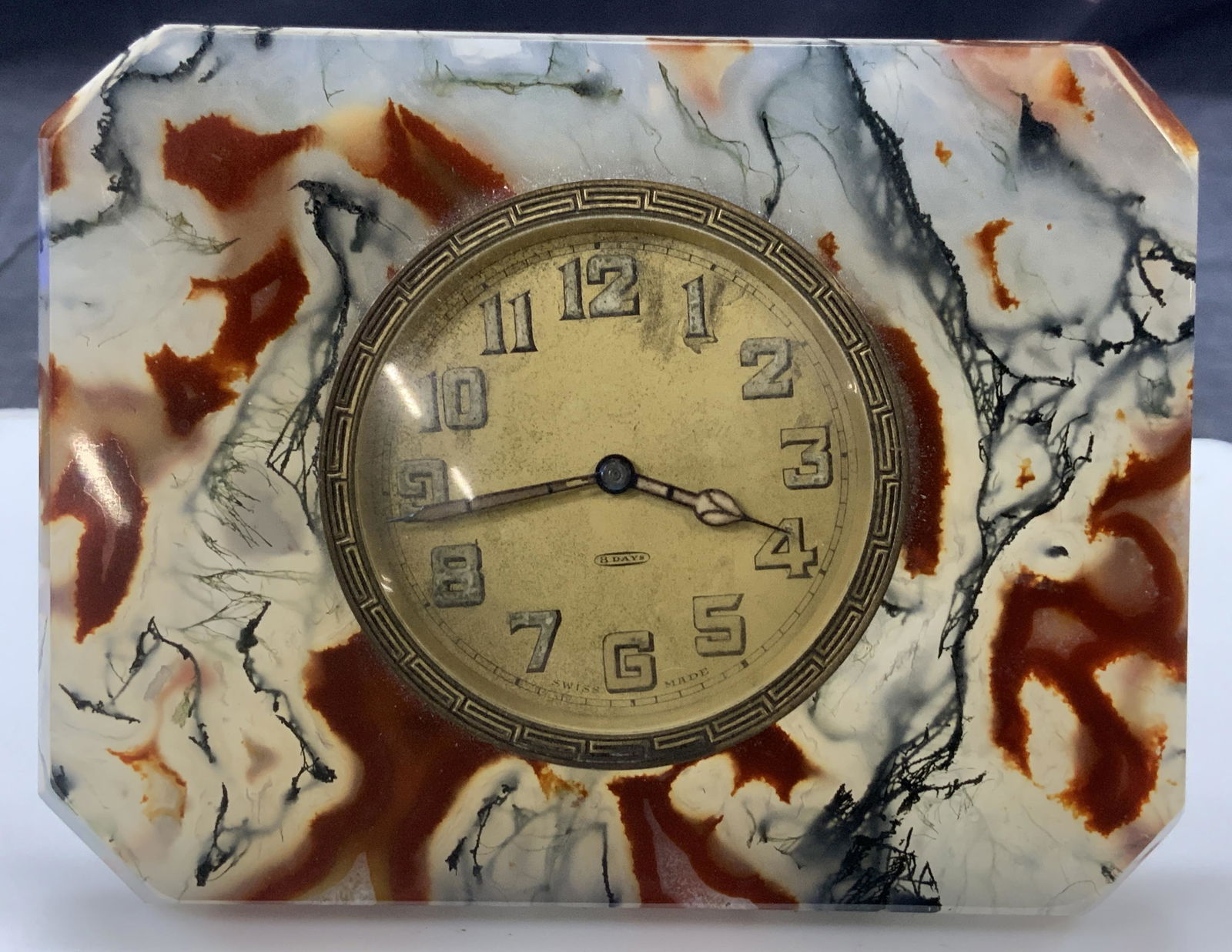 Swiss Made 8days Vintage Natural Stone Table Clock