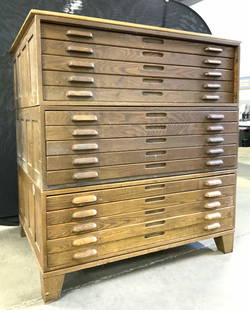 Antique Hamilton Economy 15 Drawer Map Cabinet